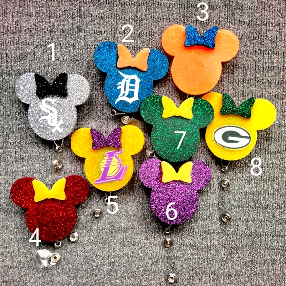 Handmade | Accessories | Minnie Mouse Head Retractable Name Badge Reel ...